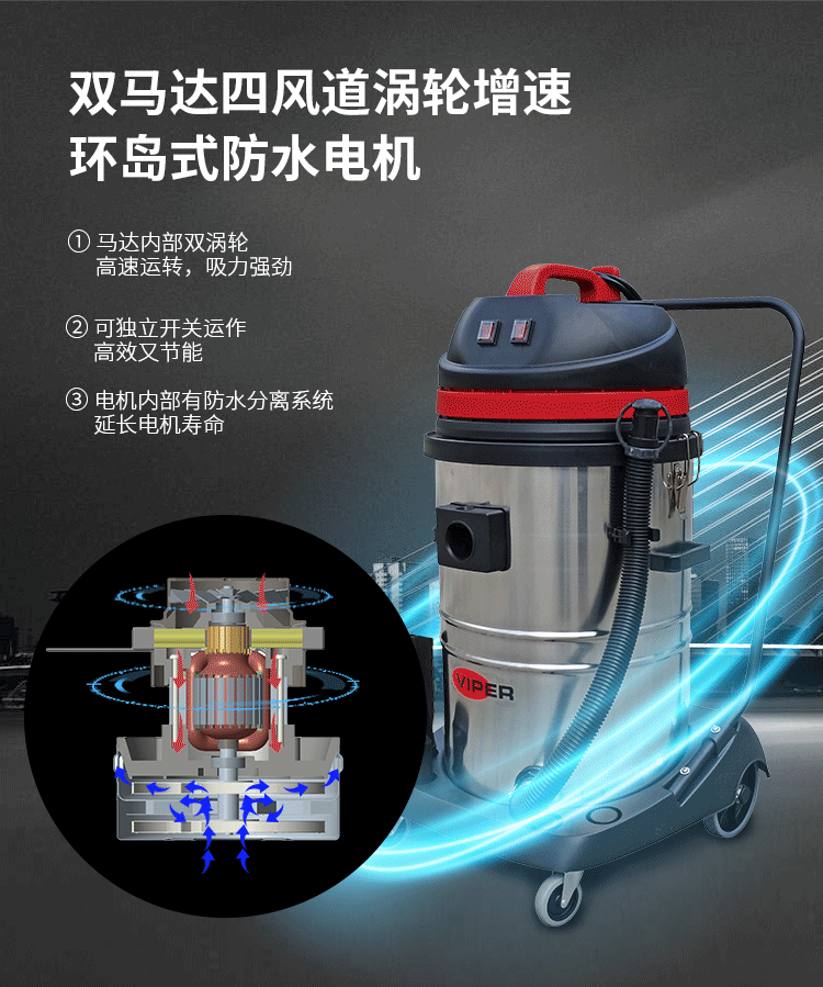 美国威霸LSU275-CN 吸尘吸水机 VIPER工业吸尘器 工厂宾馆酒店 中型吸水机 - 浩美网 - 让环境更美